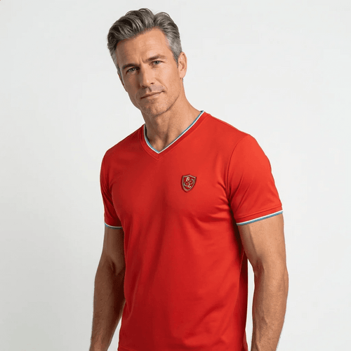 Men's orange V-neck T-shirt - BACK to LEGEND – Blacks Legend