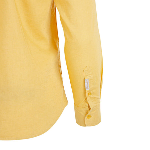 Chemise homme jaune en lin et coton (manches longues)